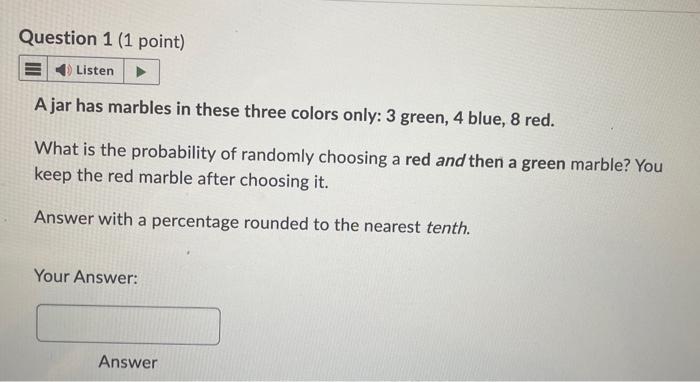 Solved A jar has marbles in these three colors only: 3 | Chegg.com