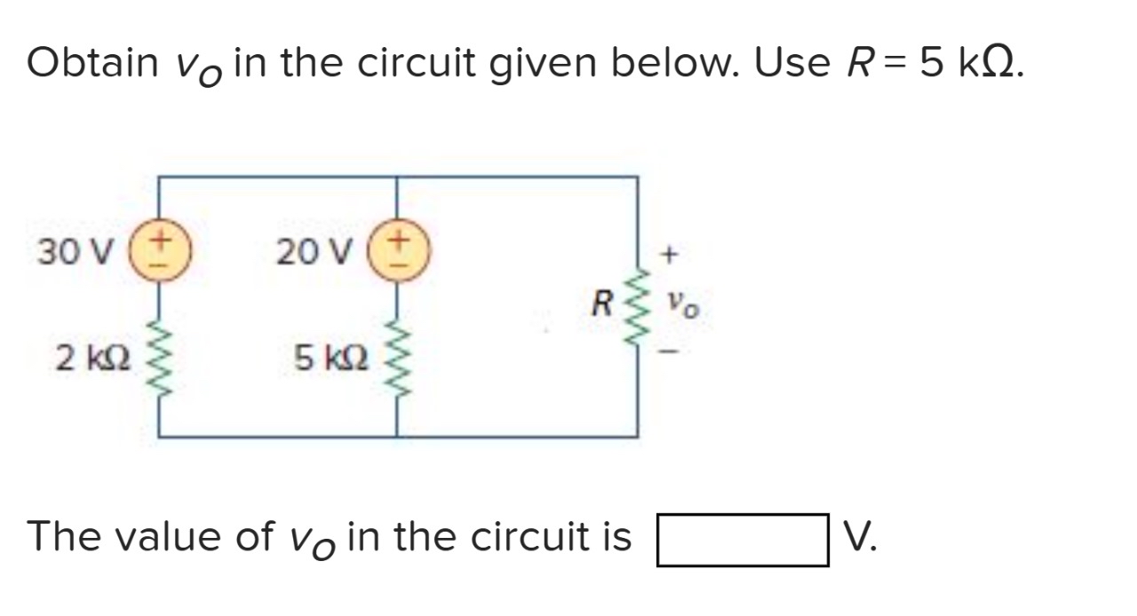 Solved Obtain vO ﻿in the circuit given below. Use R=5kΩ.The | Chegg.com