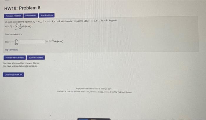 Solved HW10: Problem 8 Problem List Next Problem (pon) | Chegg.com