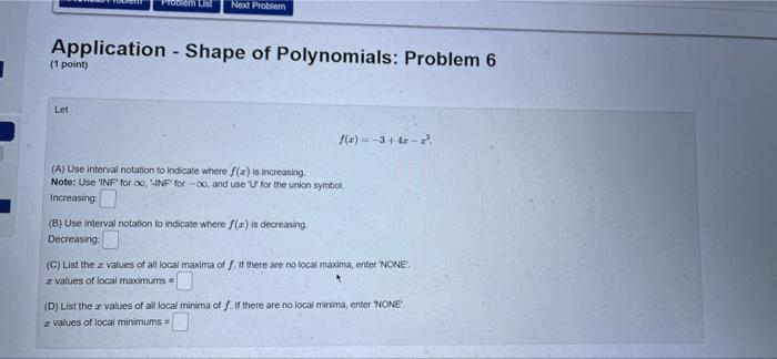 Solved Diem Next Problem Application - Shape of Polynomials: | Chegg.com