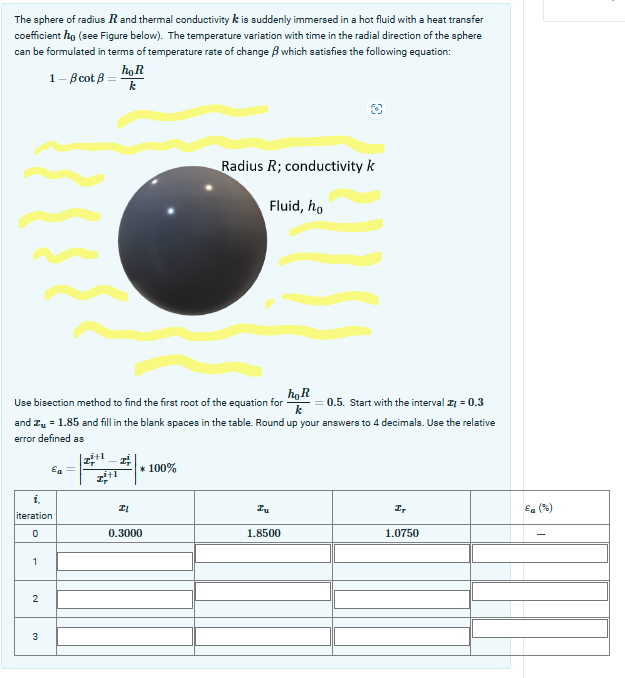 Solved The sphere of radius R ﻿and thermal conductivity k | Chegg.com