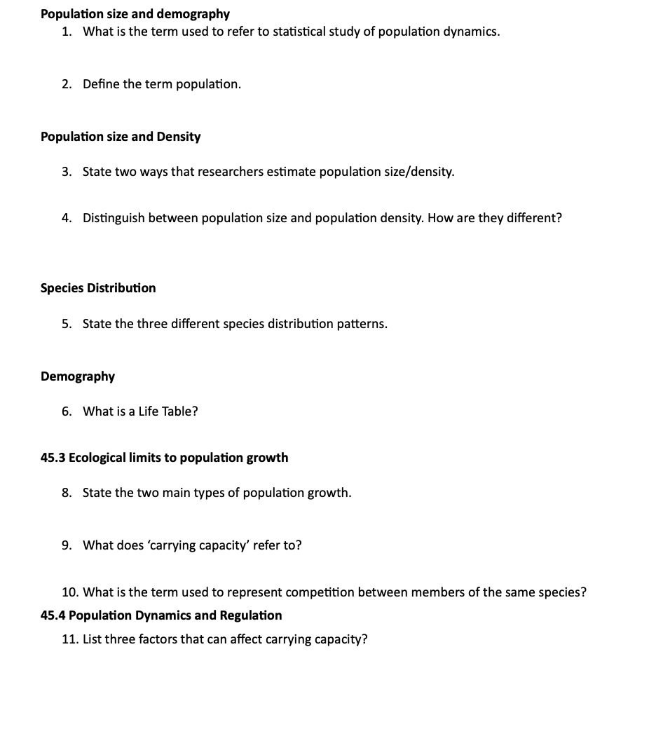 Solved Population size and demographyWhat is the term used | Chegg.com