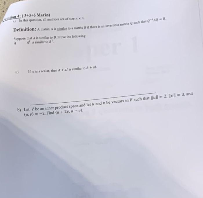 Solved Question 4: (3+3+6 Marks) a) In this question, all | Chegg.com