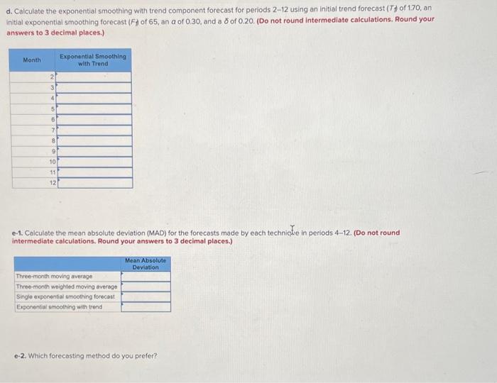 Solved Your manager is trying to determine what forecasting | Chegg.com