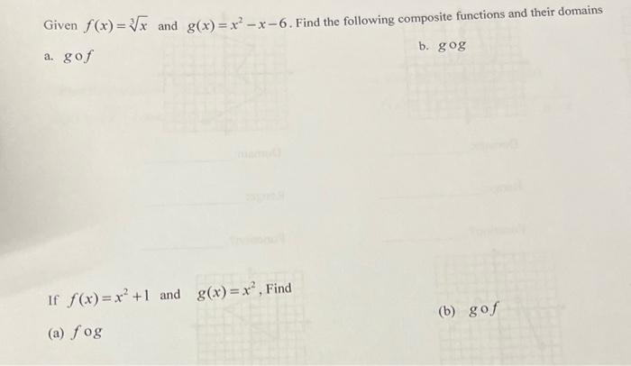 Solved Given f(x)=3x and g(x)=x2−x−6. Find the following | Chegg.com
