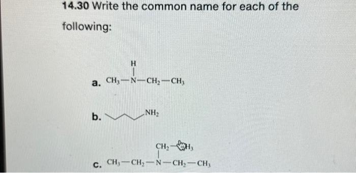 Solved 14.30 Write the common name for each of the | Chegg.com
