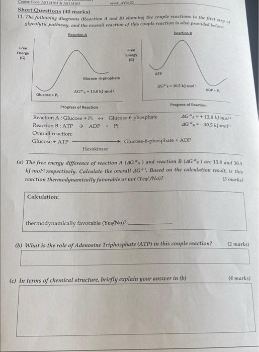 Solved AV1122 Coune Code: AS14101 & ASI1410 Short Questions | Chegg.com