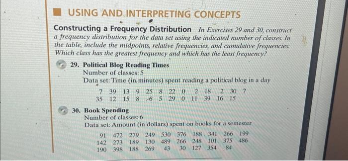 Solved Constructing a Frequency Distribution In Exercises 29 | Chegg.com