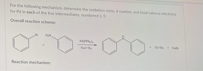 Solved For the following mechanism, determine the oxidation | Chegg.com