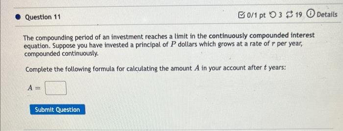 Solved The compounding period of an investment reaches a | Chegg.com