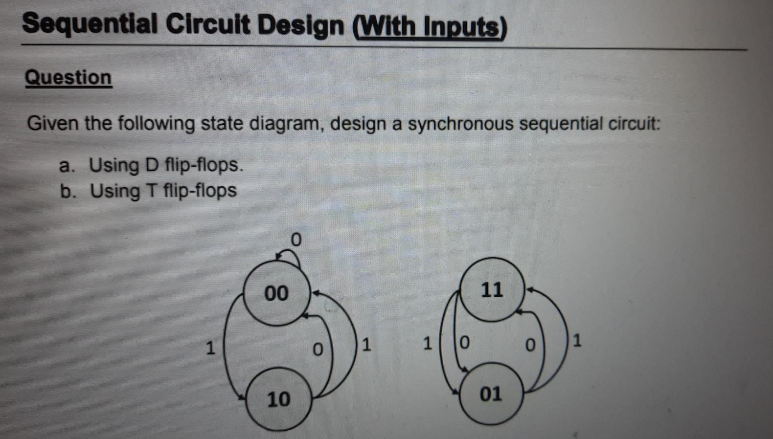 Solved Sequential Circuit Design (With Inputs) Question | Chegg.com