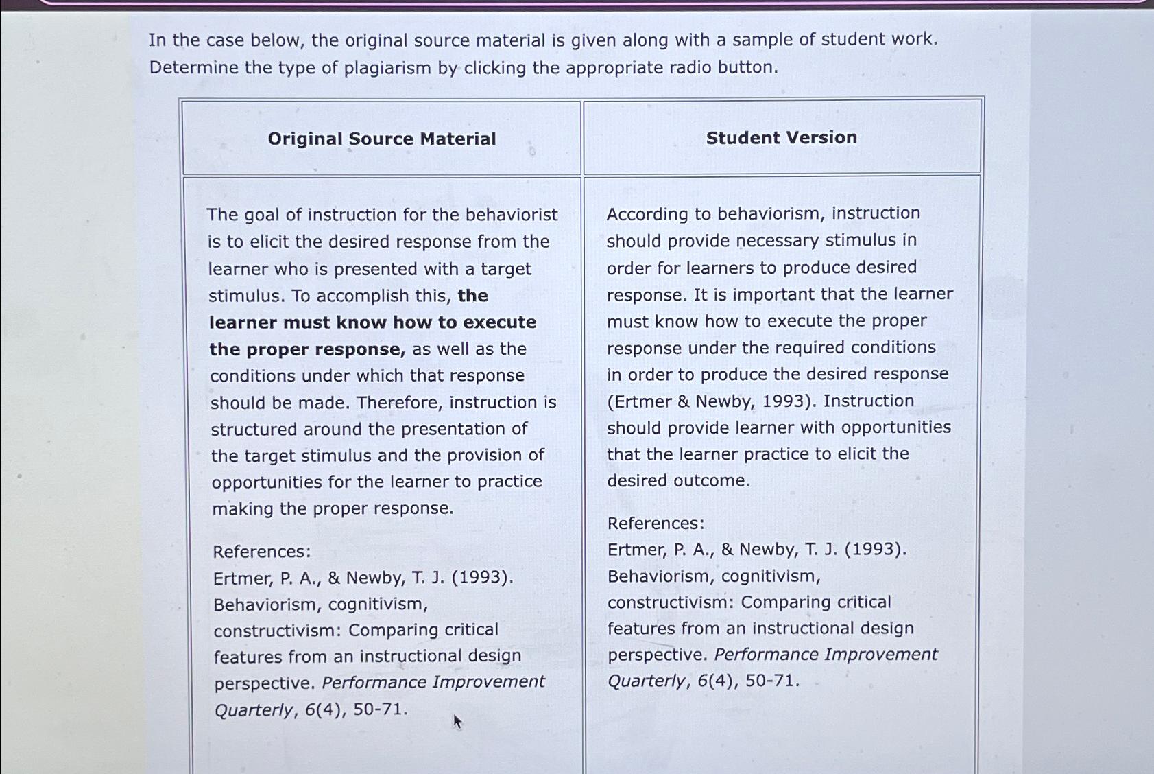 Solved In the case below, the original source material is | Chegg.com