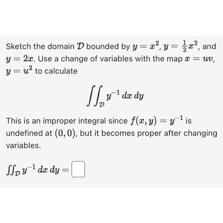 Solved Sketch the domain D ﻿bounded by y=x2,y=12x2, ﻿and | Chegg.com