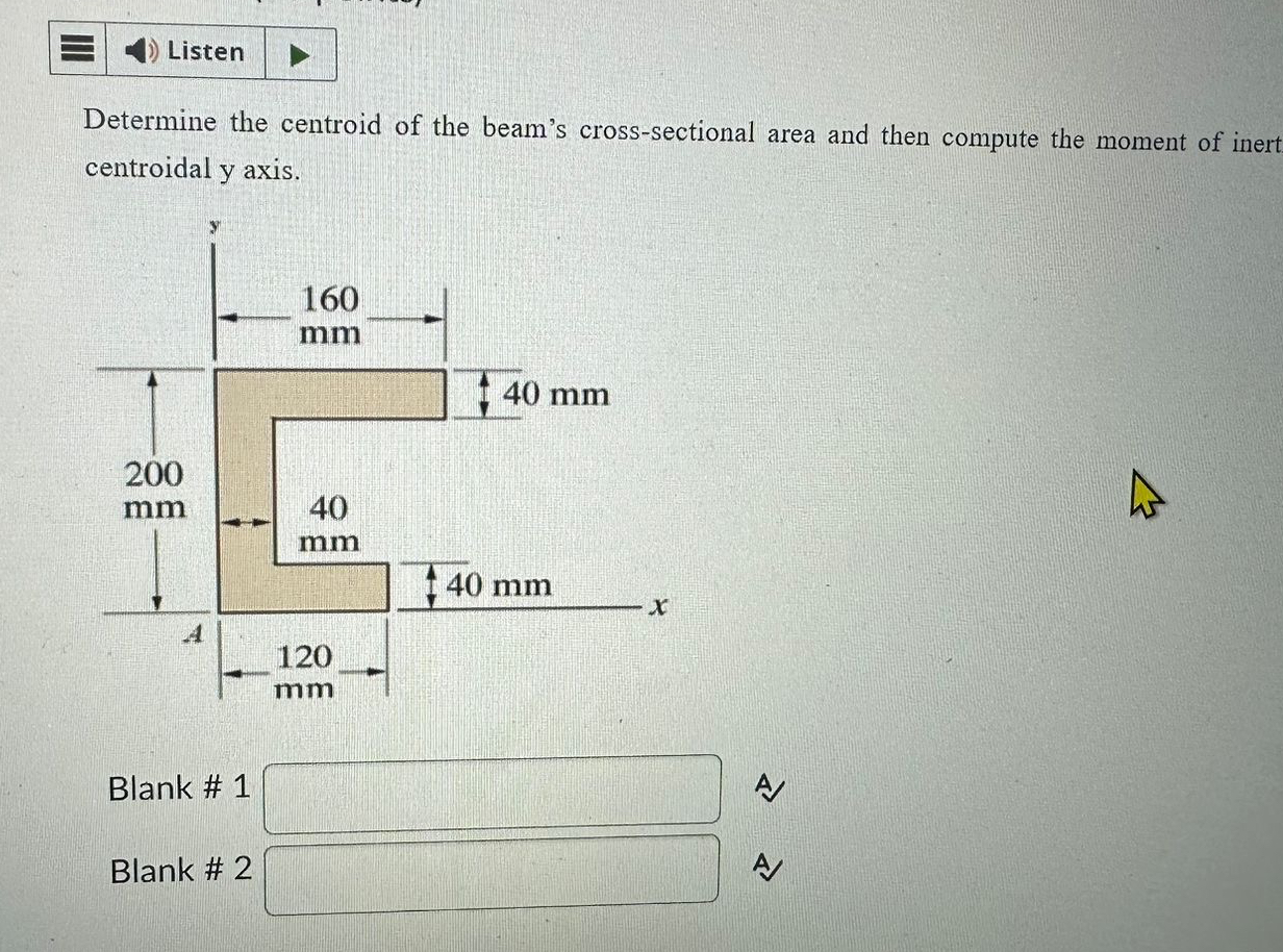 Solved Determine the centroid of the beam's cross-sectional | Chegg.com