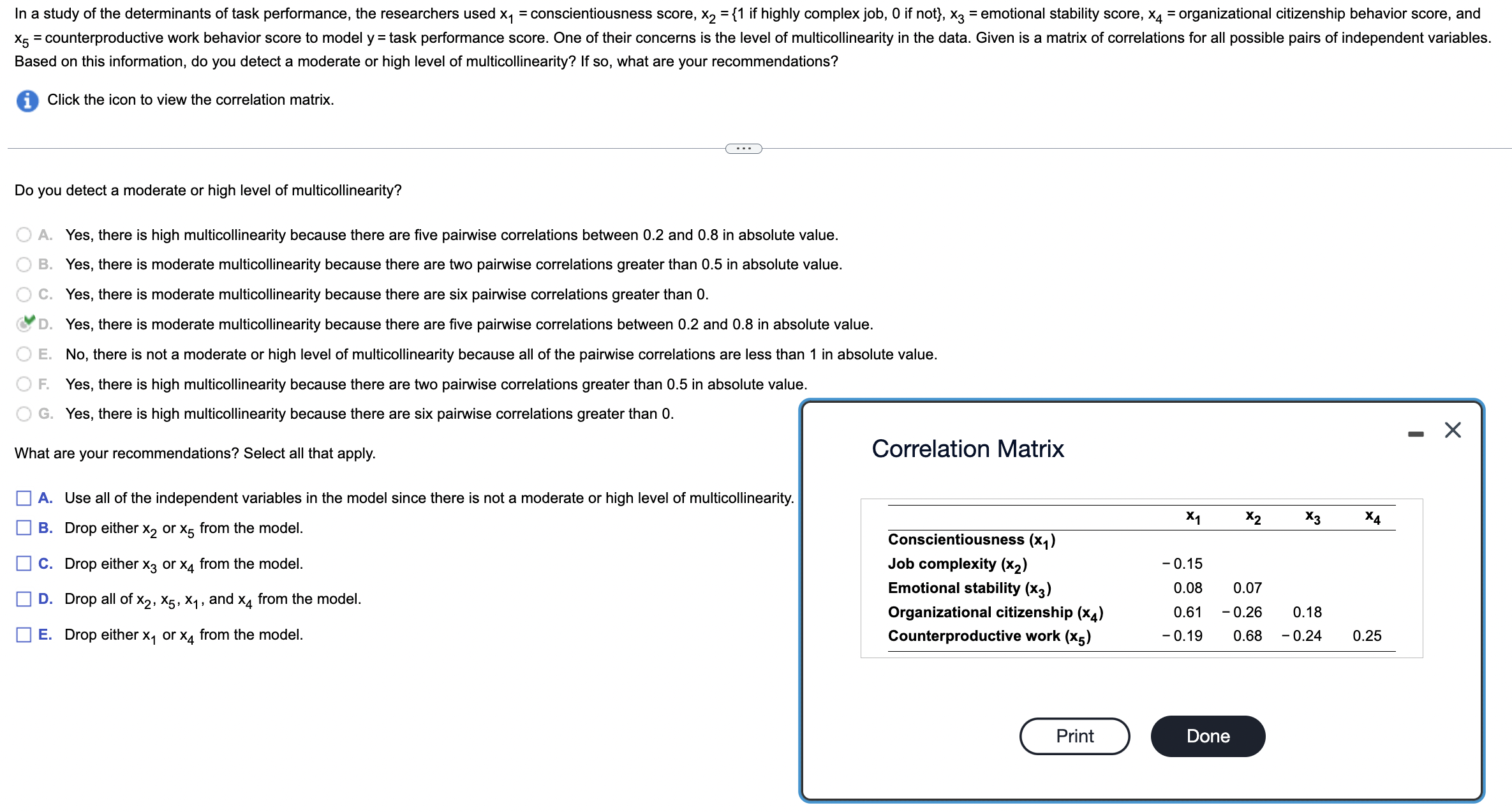 Solved In a study of the determinants of task performance, | Chegg.com