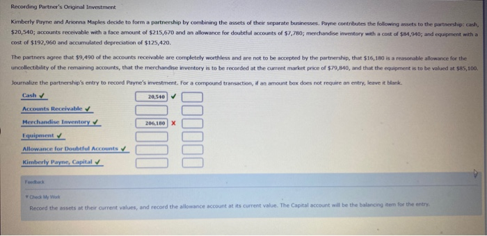 Solved Recording Partner's Original Investment Kimberly | Chegg.com