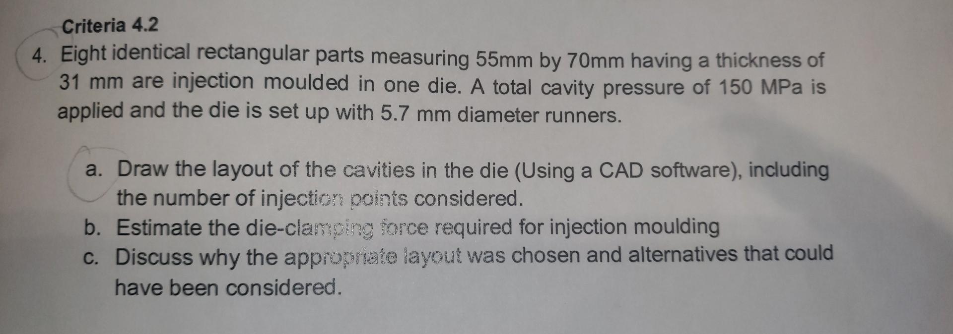 Criteria 4.2 4. Eight identical rectangular parts | Chegg.com