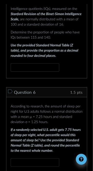 Solved Intelligence quotients (IQ5), measured on the | Chegg.com