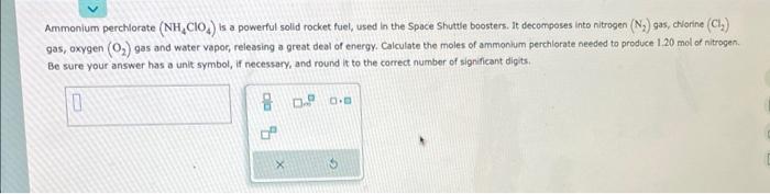 Solved Ammonium perchlorate (NH4ClO4) is a powerful solid | Chegg.com