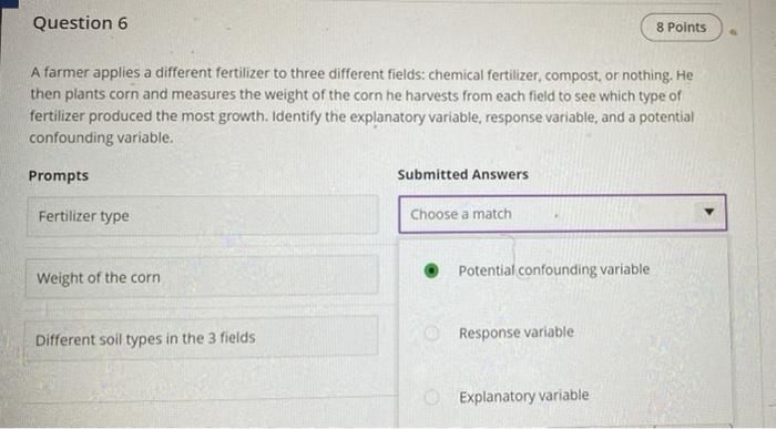 Solved A farmer applies a different fertilizer to three | Chegg.com