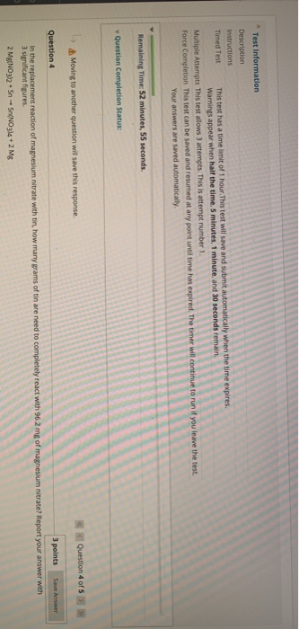 Solved Test Information Description Instructions Timed Test | Chegg.com