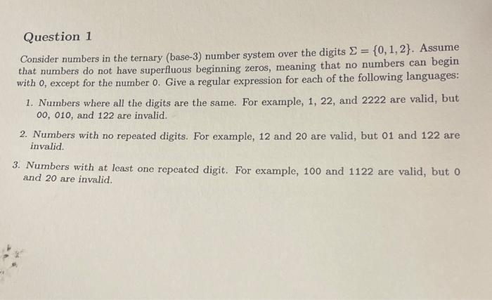 Solved Question 1 Consider numbers in the ternary (base-3) | Chegg.com