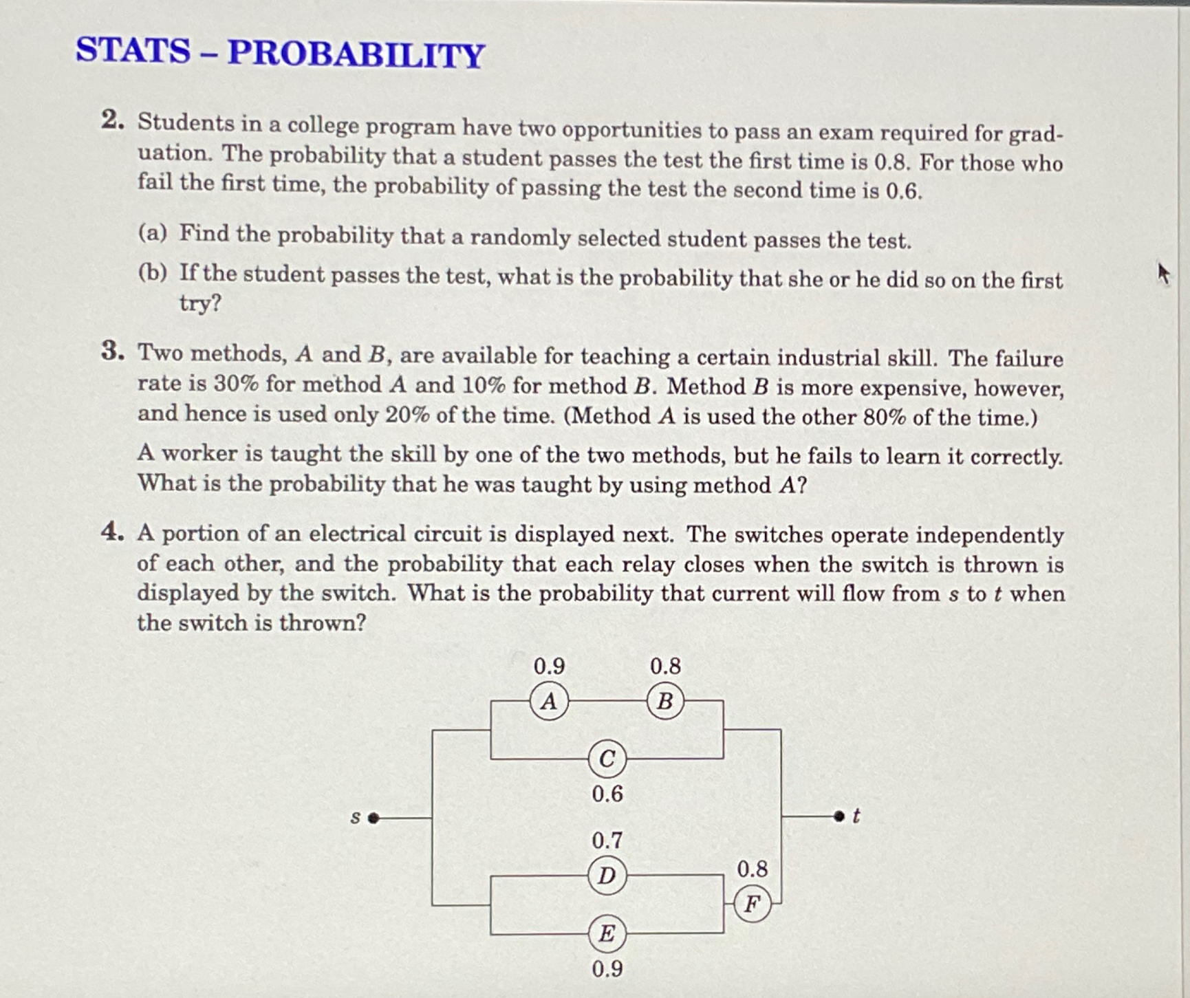 Solved STATS - ﻿PROBABILITY2. ﻿Students in a college program | Chegg.com