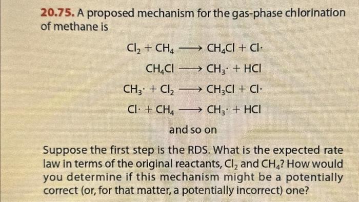 Solved 20.75. A proposed mechanism for the gas-phase | Chegg.com