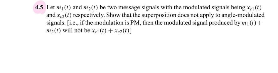 Solved 4.5 ﻿Let m1(t) ﻿and m2(t) ﻿be two message signals | Chegg.com