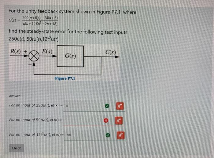 Solved For the unity feedback system shown in Figure P7.1, | Chegg.com