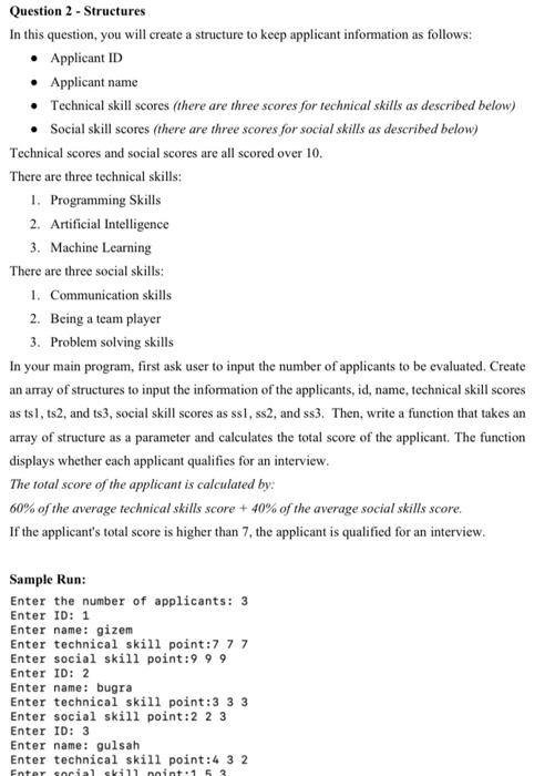 Solved Question 2 - Structures In this question, you will | Chegg.com