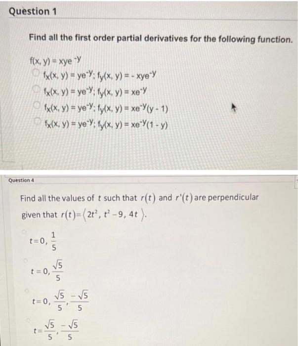 Solved Find all the first order partial derivatives for the | Chegg.com