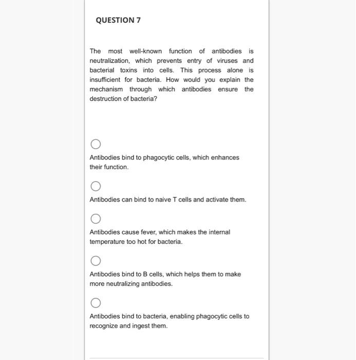 Solved The most well-known function of antibodies is | Chegg.com
