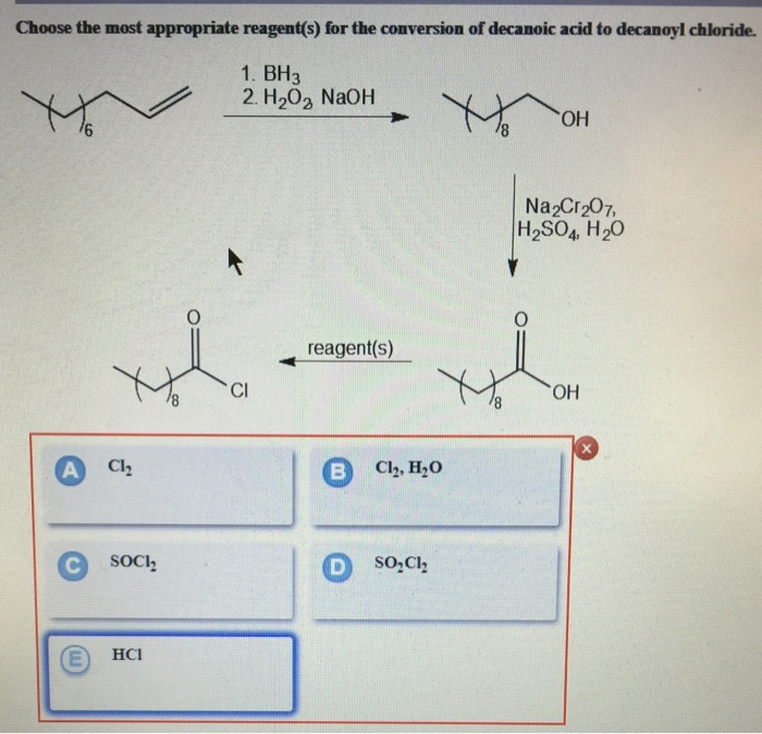 Solved Choose the most appropriate reagent(s) for the | Chegg.com