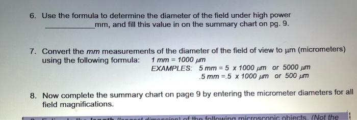 4. Formula for calculating the diameter of any field | Chegg.com