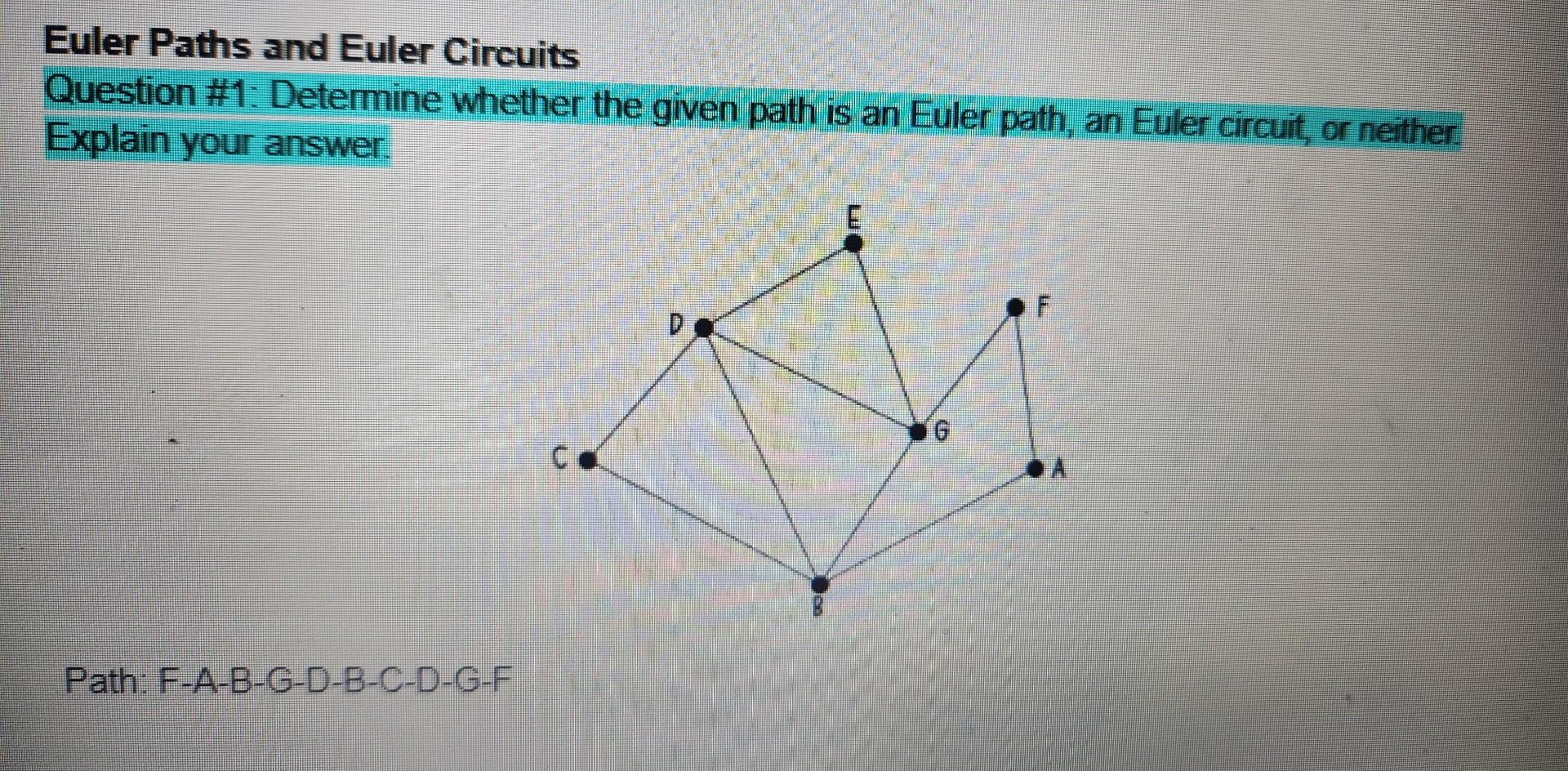 Solved Euler Paths And Euler Circuits Question 1