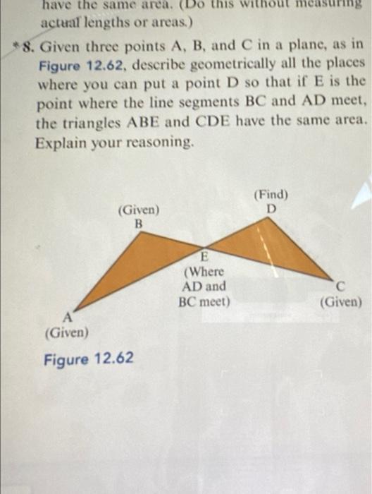 Solved actual lengths or areas.) 8. Given three points A,B, | Chegg.com