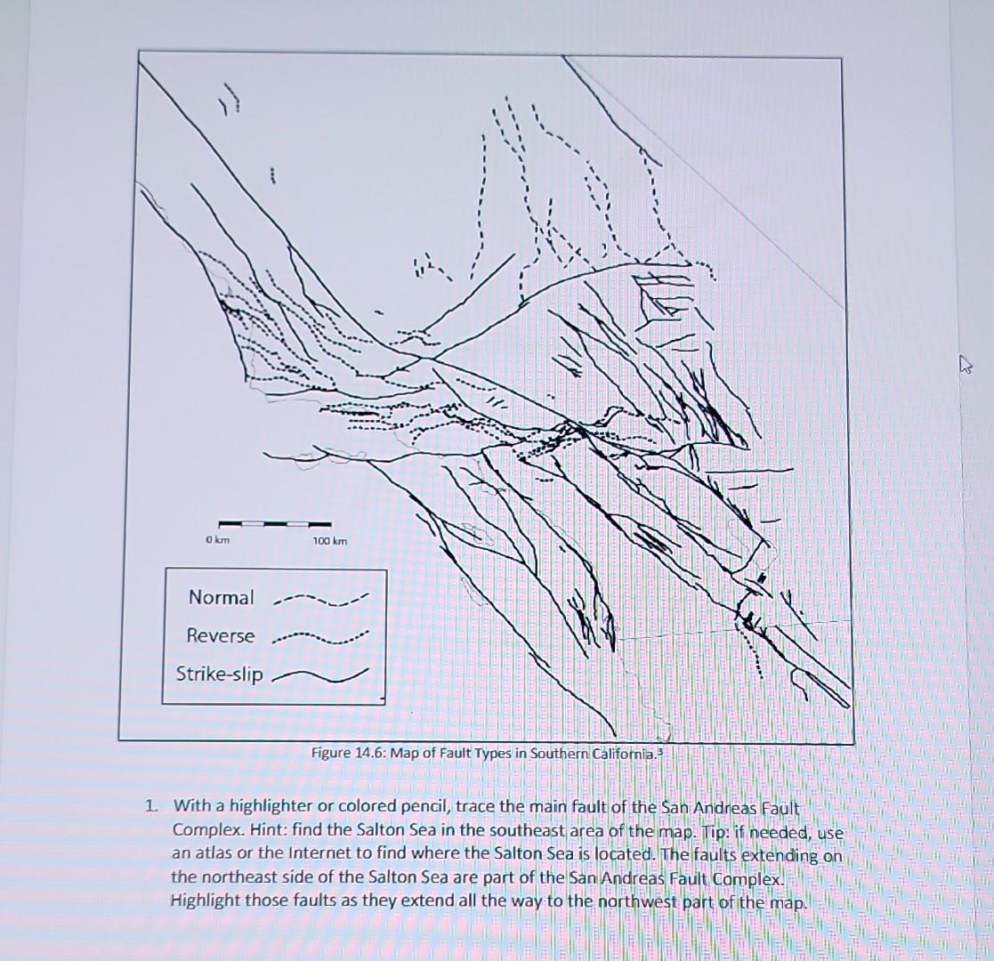 Figure 14.6: Map of Fault Types in Southern | Chegg.com