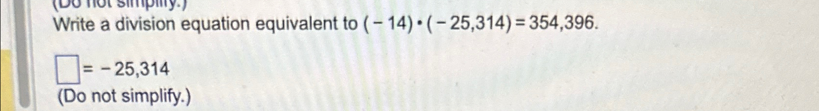 Solved Write a division equation equivalent to | Chegg.com