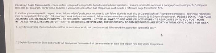 Solved Discussion Eoard Requirements - Each student is | Chegg.com