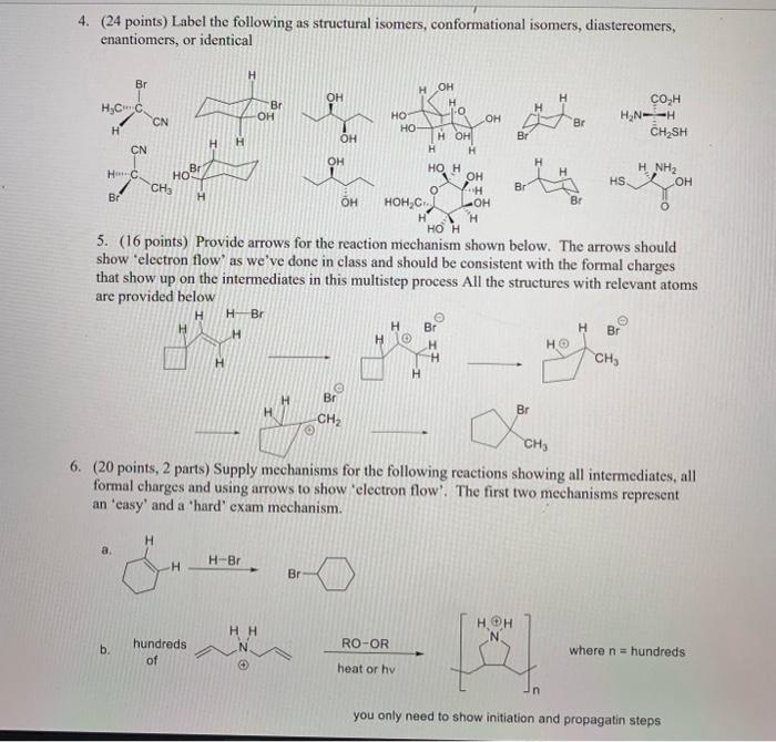 Solved 4. (24 points) Label the following as structural | Chegg.com
