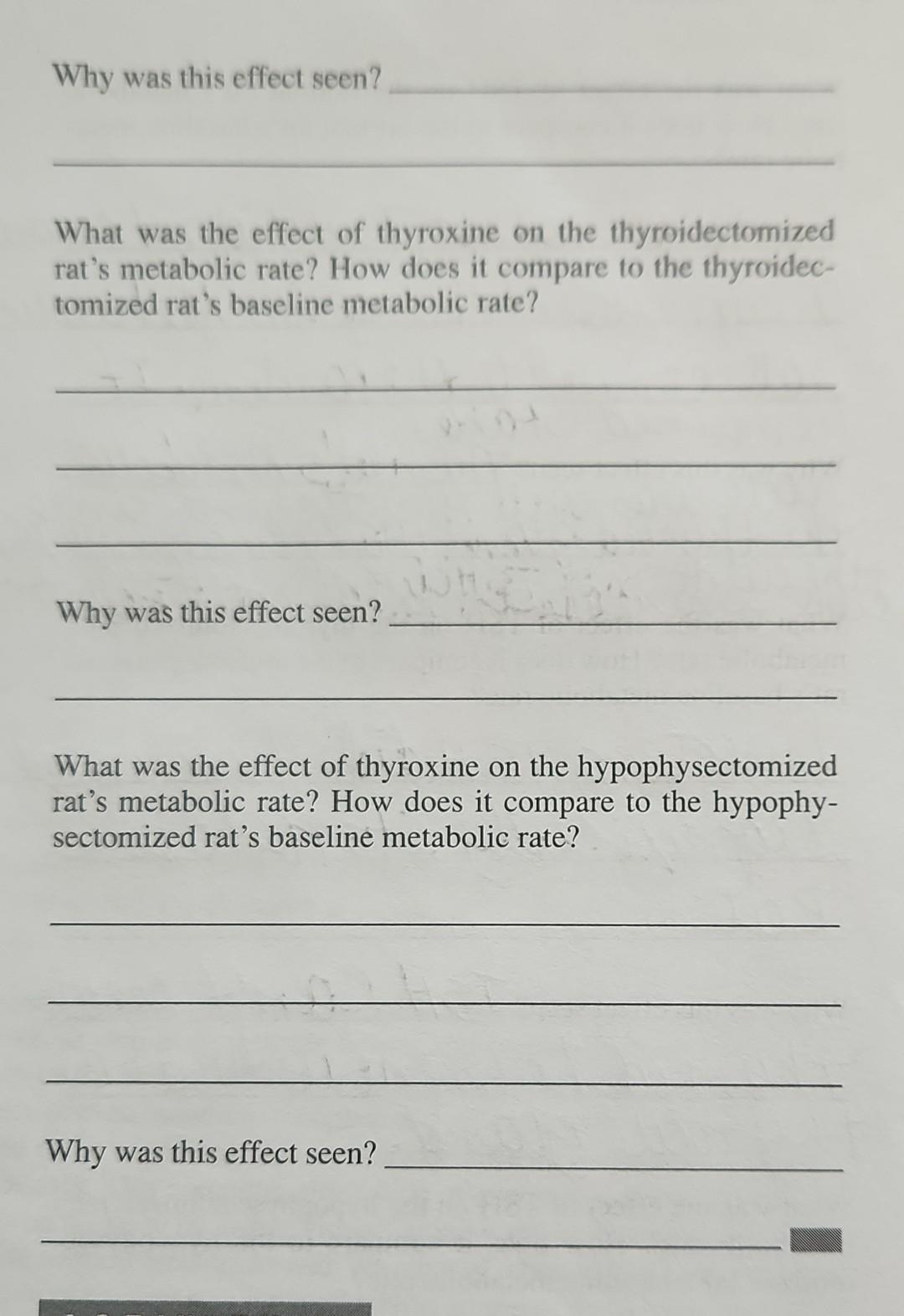 Solved What was the effect of thyroxine on the normal | Chegg.com