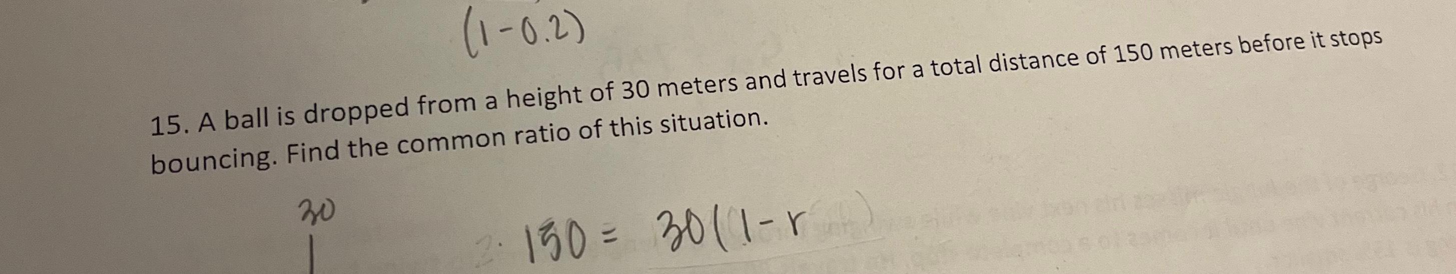 Solved A ball is dropped from a height of 30 ﻿meters and | Chegg.com