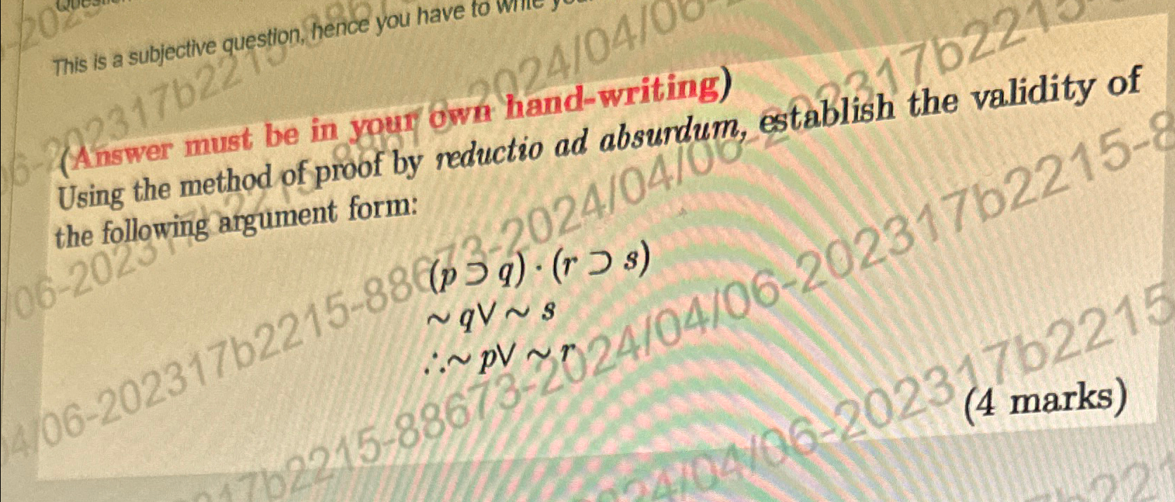 Solved (Answer must be in your owe hand-writing)Using the | Chegg.com