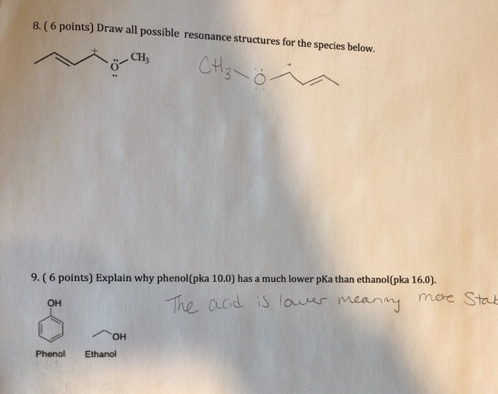 Solved 8. (6 points) Draw all possible resonance structures | Chegg.com