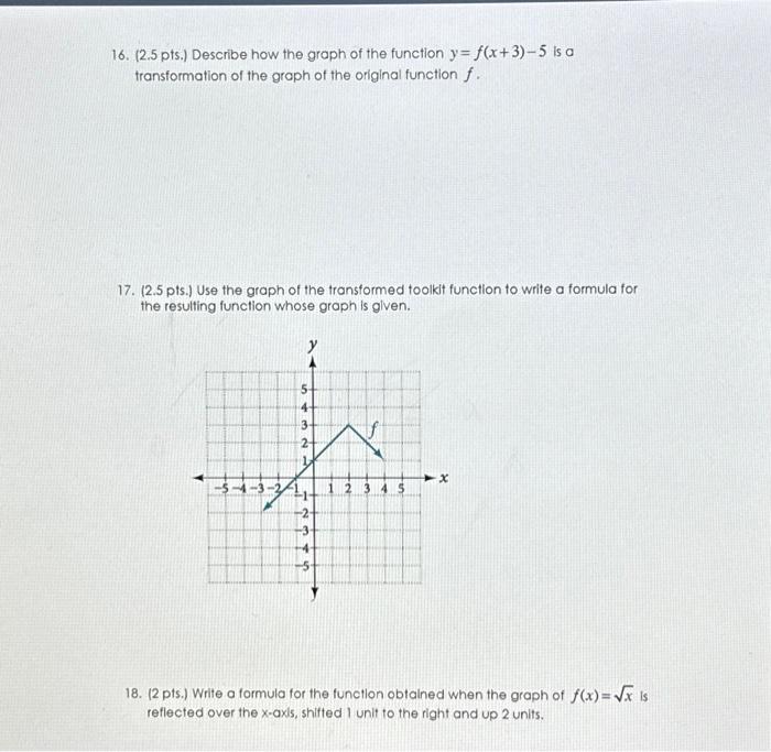 Solved 16. (2.5 pts.) Describe how the graph of the function | Chegg.com