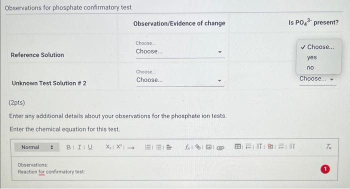 Solved Virtual Phosphate Ion Test Use your results for the | Chegg.com