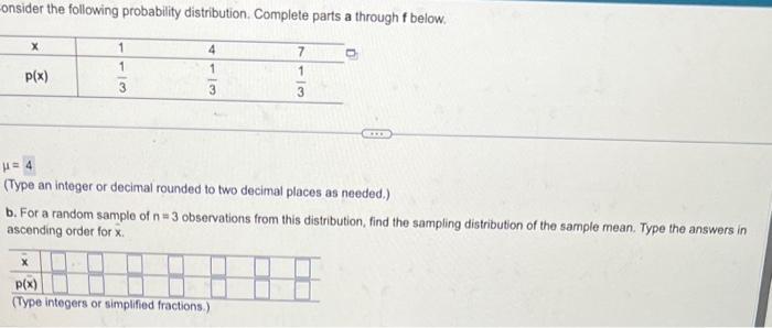 Solved onsider the following probability distribution. | Chegg.com Solved onsider the following probability distribution. | Chegg.com