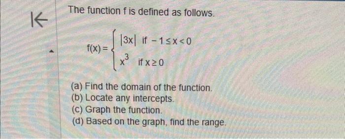 Solved The function f is defined as follows. f(x)={∣3x∣x3 if | Chegg.com