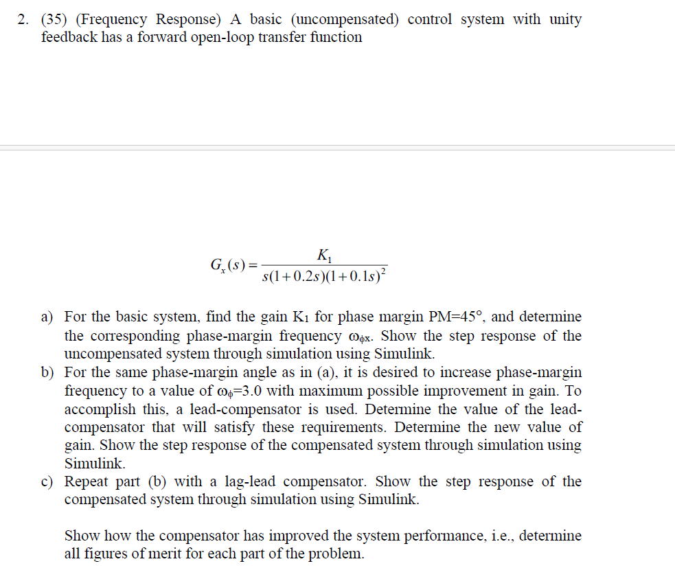 (35) (Frequency Response) ﻿A basic (uncompensated) | Chegg.com